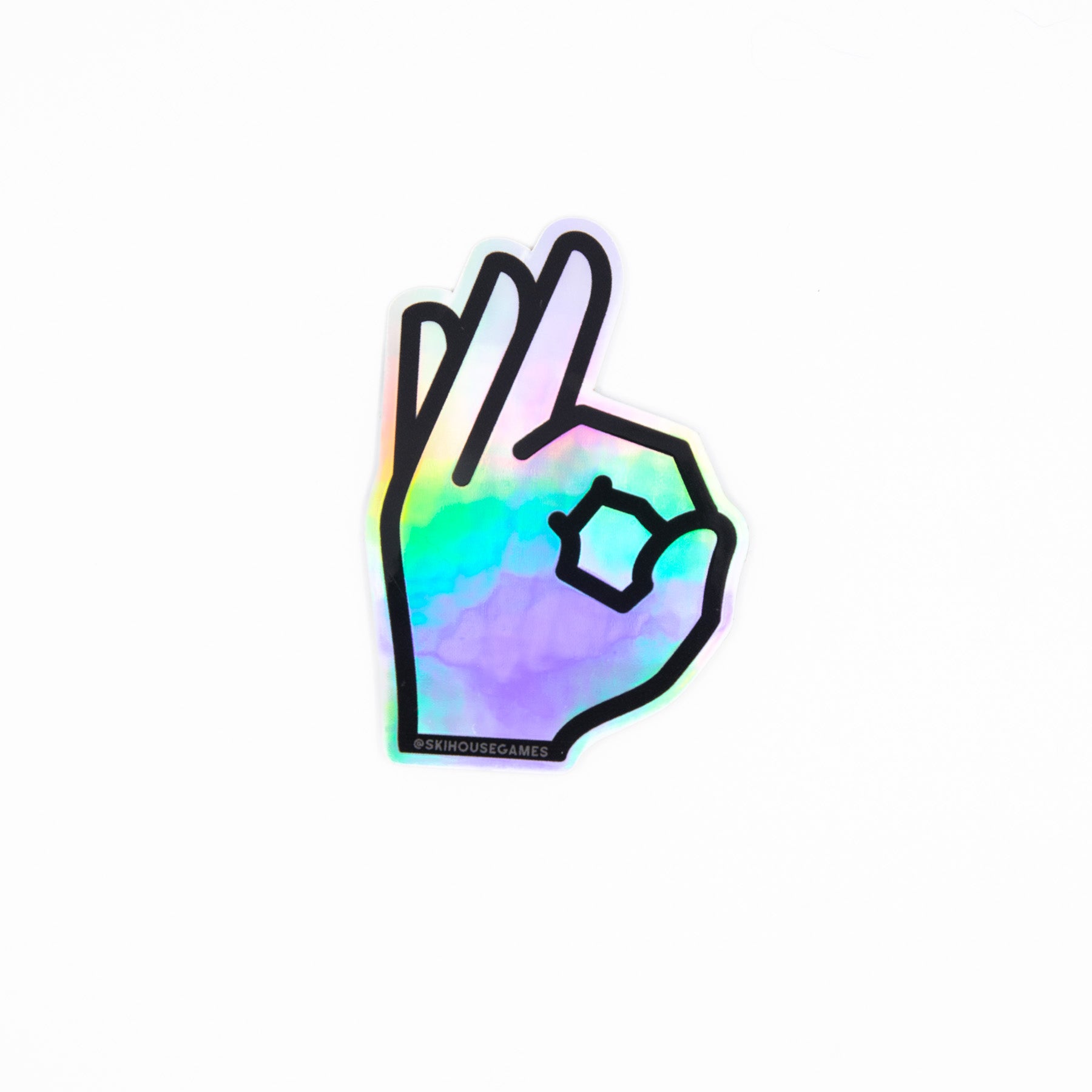 OK Sign Holographic Ski Helmet Sticker